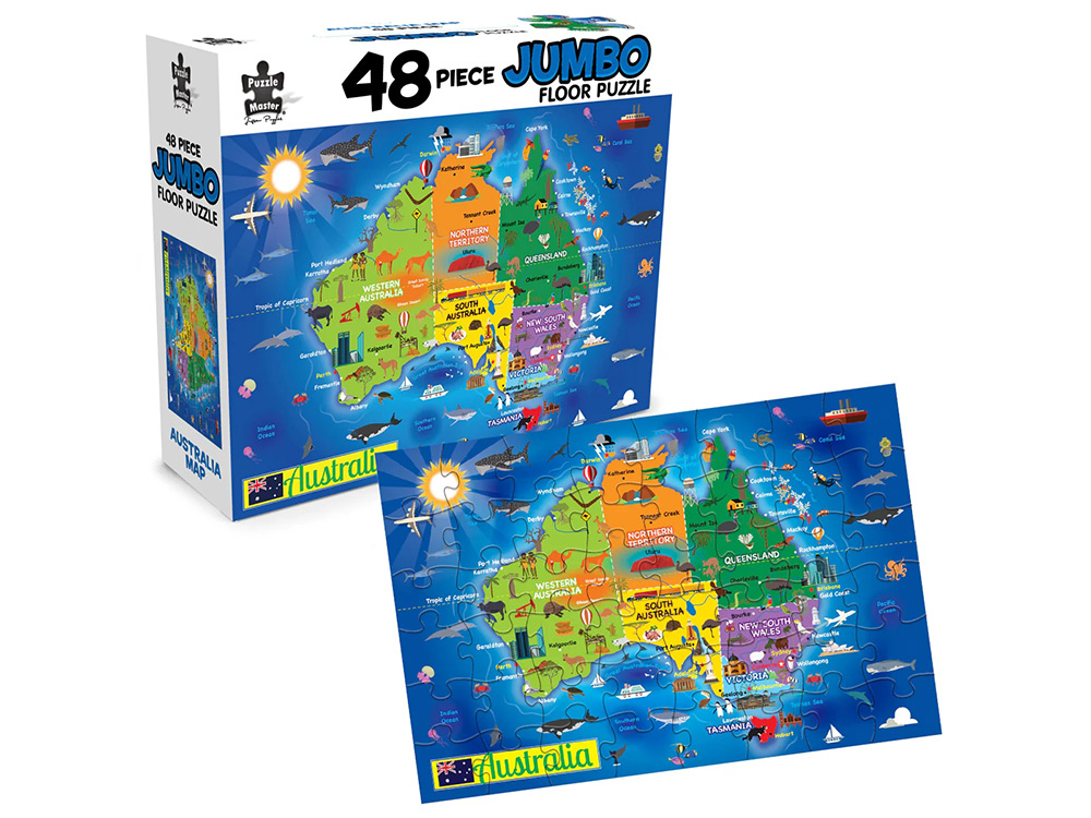 AUSTRALIAN MAP JUMBO FLOOR PUZZLE 48 PCE – Cherry Lane Gifts